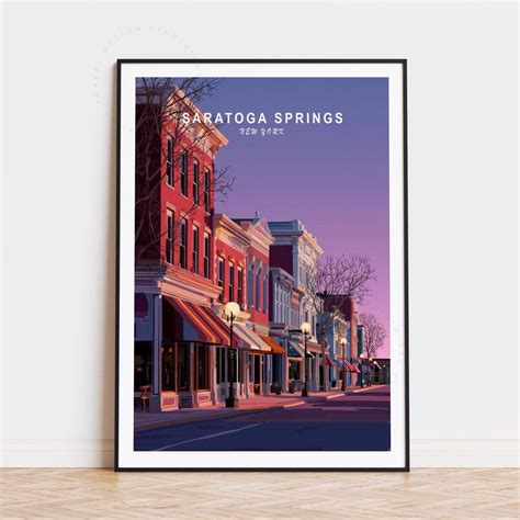Saratoga Springs Travel Poster New York Wall Art Saratoga Springs