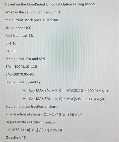 Solved Based On The One Period Binomial Option Pricing Model