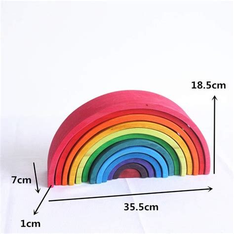 Easybuy 12pcs Wooden Rainbow Nesting Stacker Nesting Puzzle Blocks
