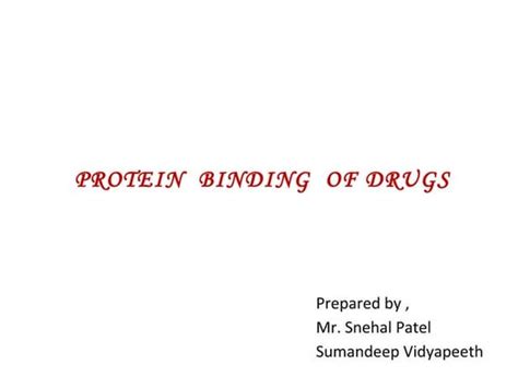 Protein Binding Of Drugppt