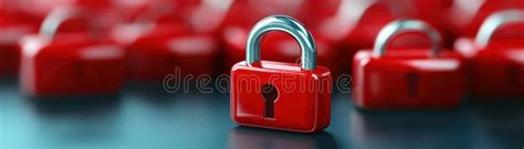 Enhanced Security Red Padlock Symbolizes Privacy And Protection In Public Spaces With People In
