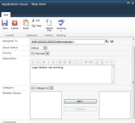 Issue Tracking In Sharepoint 2010