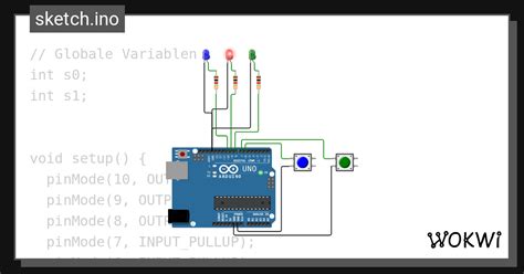 3LEDs 2 Taster Wokwi ESP32 STM32 Arduino Simulator
