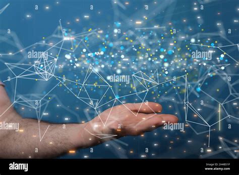 3d Rendering Floating Connecting Lines And Binary Digits On A Mans