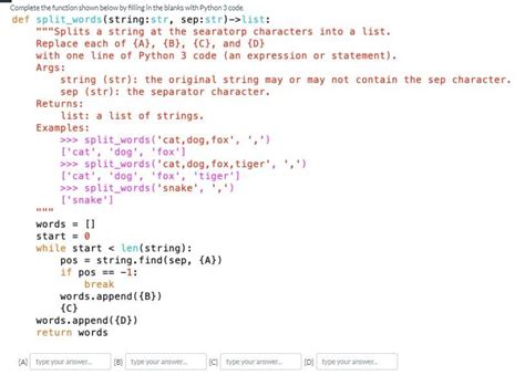 Solved Complete The Function Shown Below By Filling In The