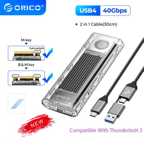 Orico M 2 Nvme 40gbps Usb4 M 2 Ssd Case With Cooling Fan Type C Usb A