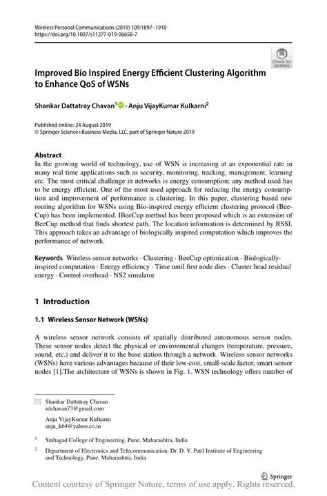 Improved Bio Inspired Energy Efficient Clustering Algorithm To Enhance Qos Of Wsns