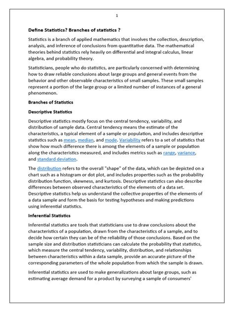 Define Statistics Pdf Statistics Variance