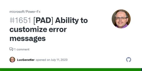 Pad Ability To Customize Error Messages · Issue 1651 · Microsoftpower Fx · Github