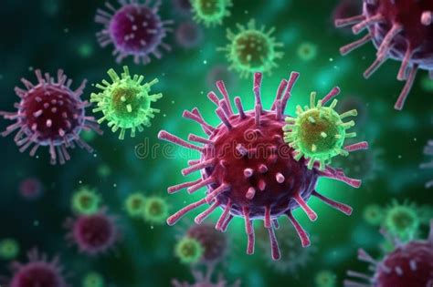 Unveiling Virus Macros Close Up Flu Pandemic Scenes Under A Microscope
