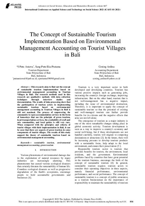 Pdf The Concept Of Sustainable Tourism Implementation Based On