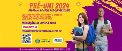 Processo Seletivo PrÉ Uni 2024 Pró Reitoria De Extensão E Cultura Proec Ufla