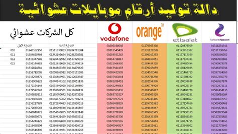 توليد ارقام هواتف عشوائية في الاكسيل Youtube