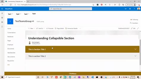 how to create collapsible sections in modern sharepoint page