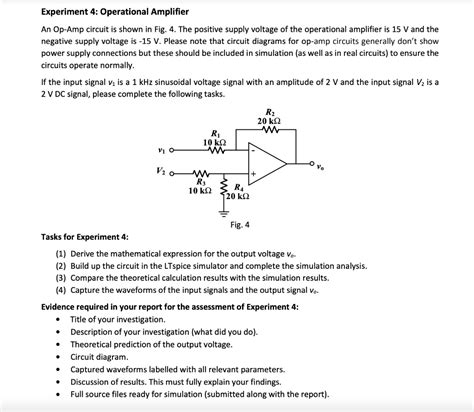 Solved Experiment 4 Operational Amplifier An Op Amp Circuit Is Shown In Fig 4 The Positive
