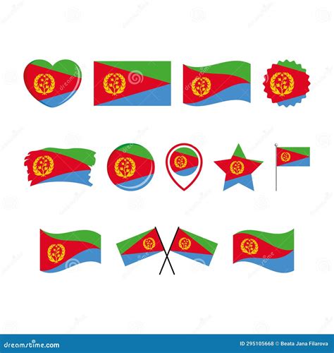 Eritrea Flag Icon Set Vector Isolated On A White Background Stock Vector Illustration Of