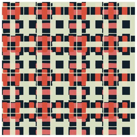 Geometric Pattern Featuring Overlapping Rectangles In Warm Reds And Blacks On A Light Cream