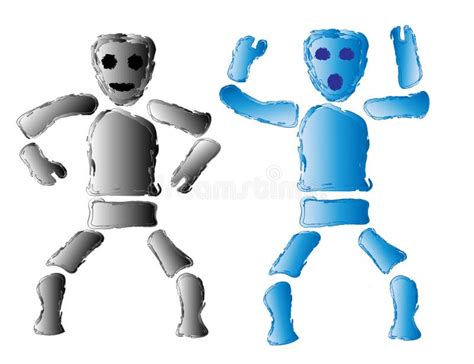 A Set Of Cute Robots Doing Gymnastics Blue And Gray Robots Are Warming