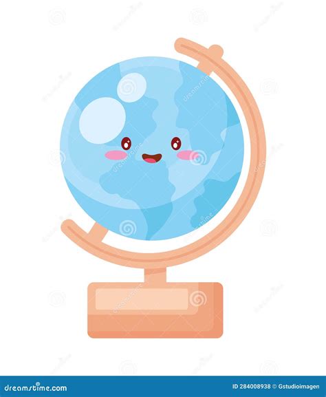 World Map Kawaii Style Stock Vector Illustration Of Emoji 284008938
