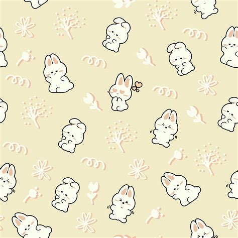 Cute Bunny Seamless Pattern T Wrapper Design Vector Illustration