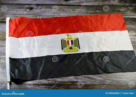 The National Flag Of Egypt A Tricolour Consisting Of The Three Equal Horizontal Red White And