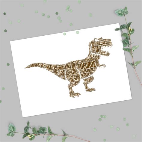 Personalised T Rex Word Art Print Violet Grace