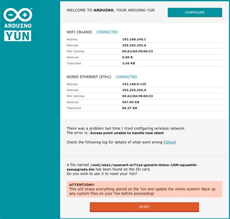 Aktualizacja Arduino Yun Akademia Nettigo