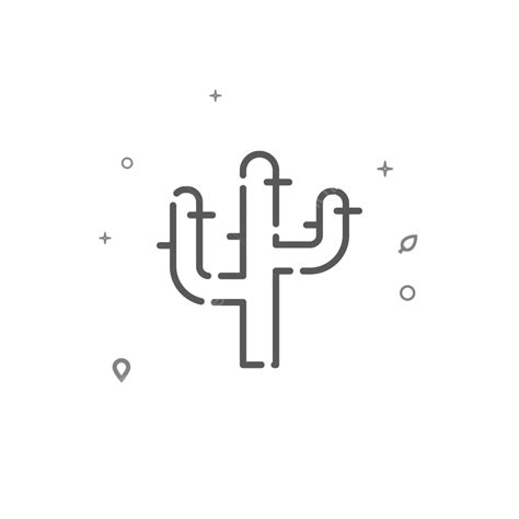 Cactus Line Vector Hd Images Cactus Simple Vector Line Icon Web Desert Black Png Image For