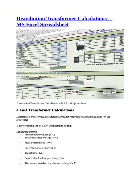 Distribution Transformer Calculations Pdf