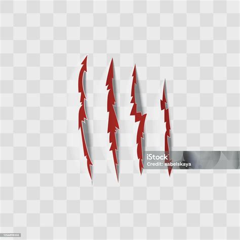 찢어진 표면에 발톱 피 묻은 스크래치 사실 벡터 일러스트 고립 분리에 대한 스톡 벡터 아트 및 기타 이미지 분리 흉터 가장자리 Istock