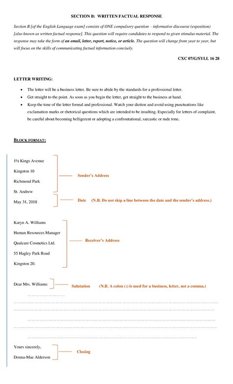 Written Factual Response Handout Section B Written Factual Response Section B [of The English