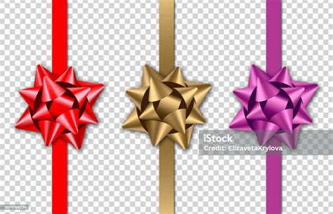 리본 투명 한 배경에 고립의 장식 리본 카드 초대장 포스터 배너에 대 한 현실적인 디자인 요소의 집합입니다 벡터 일러스트 레이 션 0명에 대한 스톡 벡터 아트 및 기타