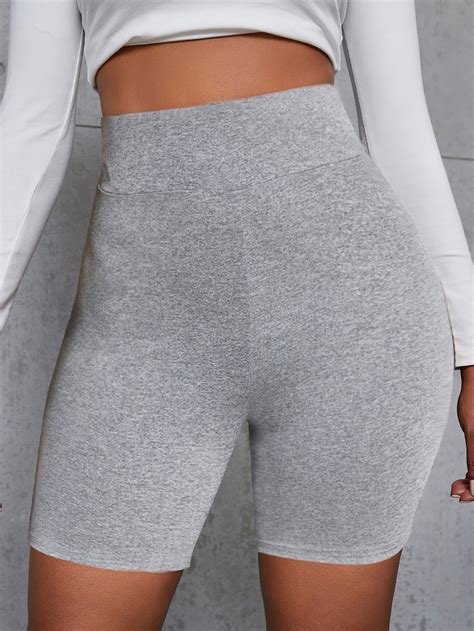 Wideband Waist Solid Biker Shorts
