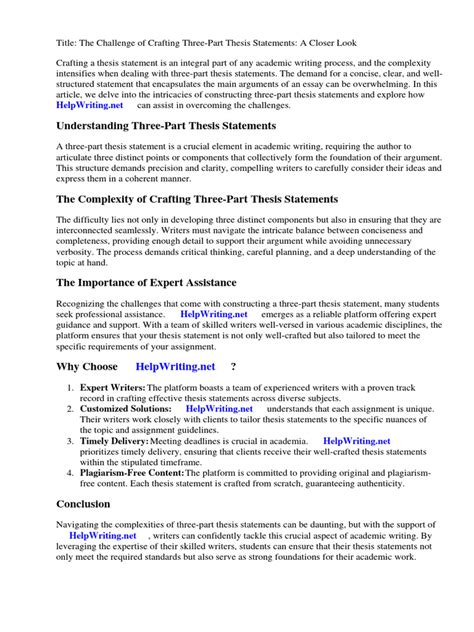 Three Part Thesis Statement Examples Pdf Essays Thesis