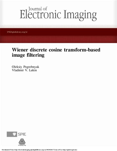 Pdf Wiener Discrete Cosine Transform Based Image Filtering