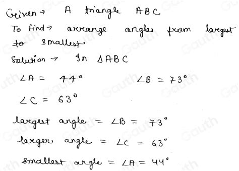 Solved C Given The Figure Arrange The Angles From Largest To Smallest Largest Ang Larger Ang