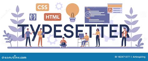 Typersetter Typographic Header Concept Website Constructing Process Cartoon Vector