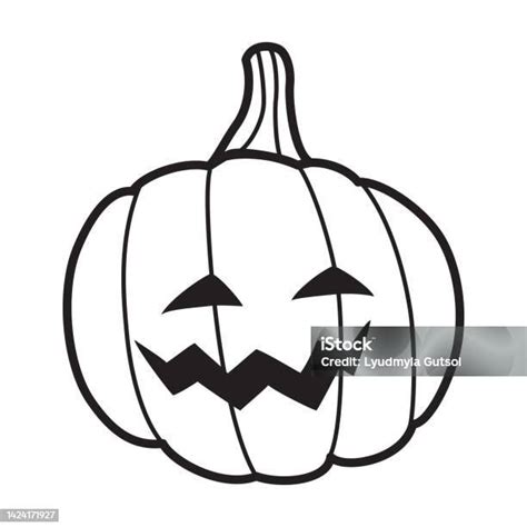 할로윈 호박 재미있는 캐릭터 웃는 머리를 잘라 낙서 스케치 스타일 선화 할로윈 휴가를위한 디자인 요소 흰색 배경에 고립된 벡터 일러스트레이션입니다 아이콘 기호 10월에 대한