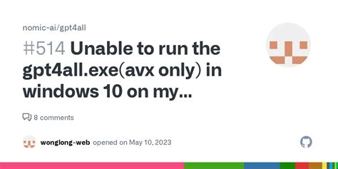 Unable To Run The Gpt4allexeavx Only In Windows 10 On My Desktop