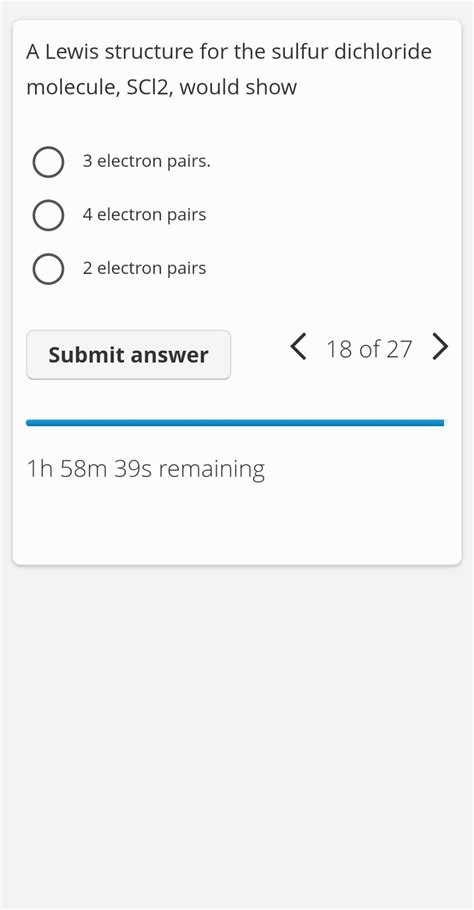 Solved A Lewis Structure For The Sulfur Dichloride Molecule