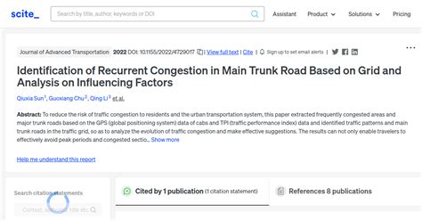 Citation Report Identification Of Recurrent Congestion In Main Trunk
