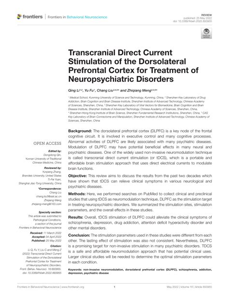 Pdf Transcranial Direct Current Stimulation Of The Dorsolateral