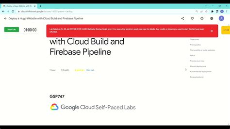 Getting Error While Starting Google Cloud Labs Lab Failed Provisioning Lab ResourcesEst