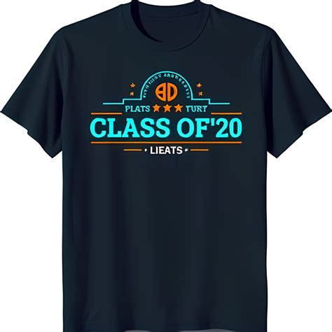 Black T Shirt With Bold Class Of 20 Text Bd Circle And Plats Turt
