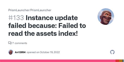 Instance Update Failed Because Failed To Read The Assets Index