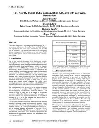 New Uv Curing Oled Encapsulation Adhesive With Low Water PDF Chemistry Science