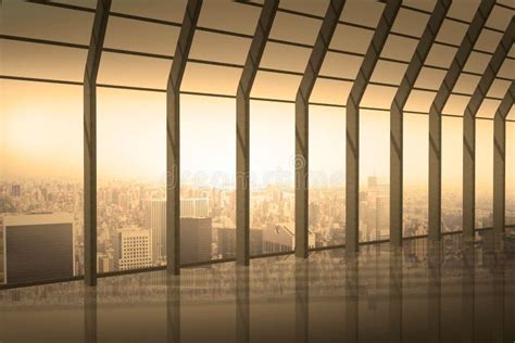 Room With Large Window Looking On City Stock Illustration Illustration Of Cityscape Bright