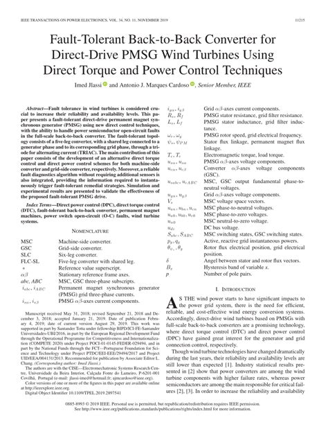 Pdf Fault Tolerant Back To Back Converter For Direct Drive Pmsg Wind