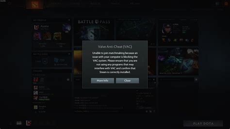 Vac Issue Unable To Match Make Because Issue With My Computer Is Blocking Vac System Rdota2