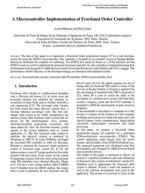 A Microcontroller Implementation Of Fractional Order Controller Pdf
